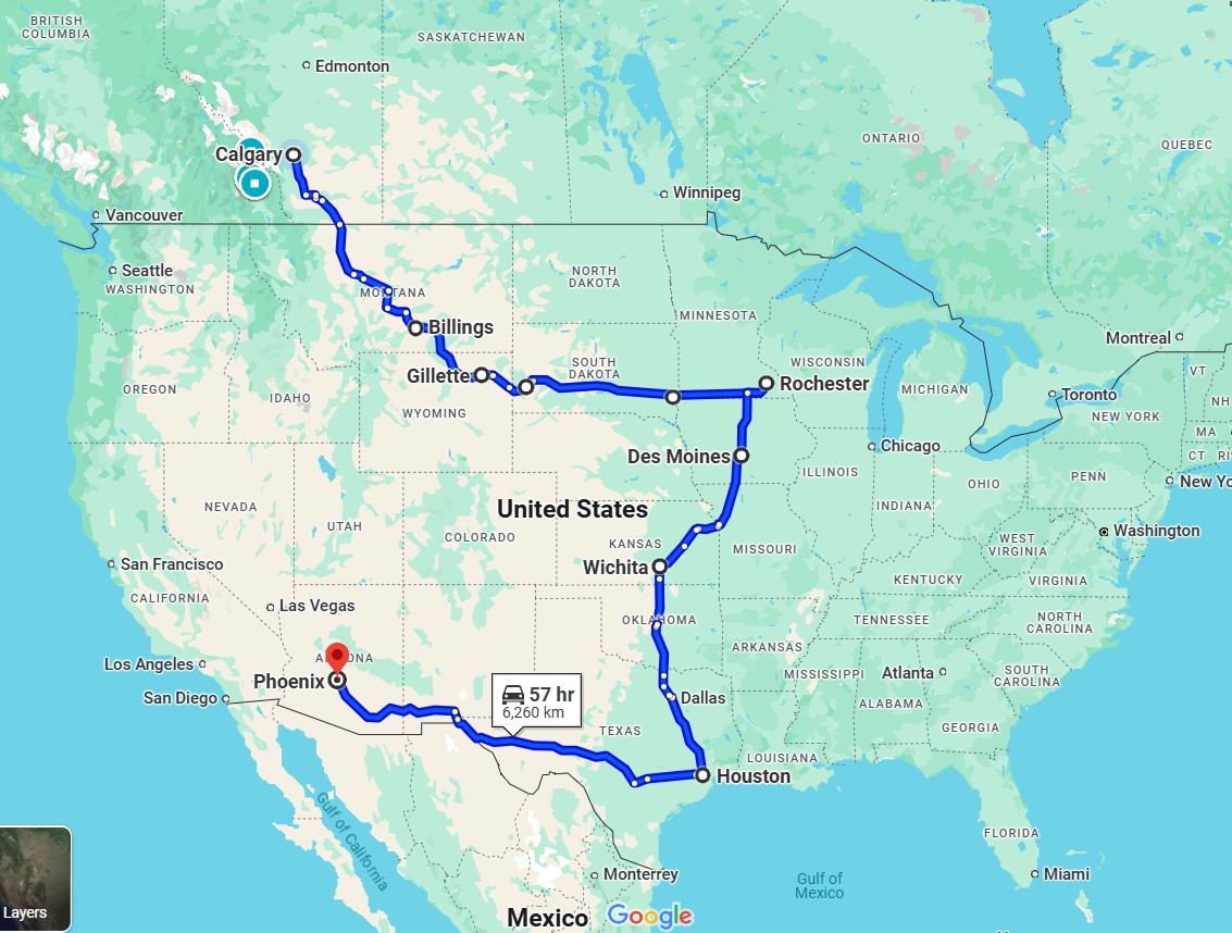 Starting our Epic Road Trip from Calgary to Phoenix – 16th November ...
